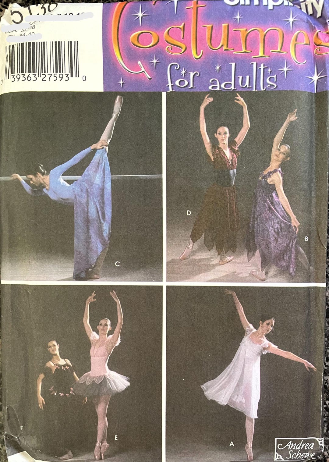 Simplicity 5138 Andrea Schewe Ballet Costume for Adults Sewing Pattern ...