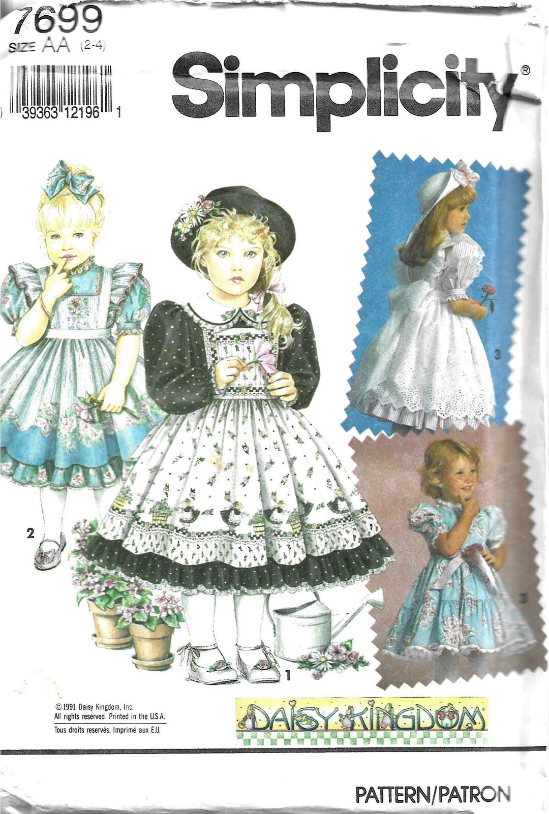 Simplicity 7699 Girls Daisy Kingdom Dress and Pinafore Sewing Pattern UNCUT Size 2, 3, 4 - Etsy