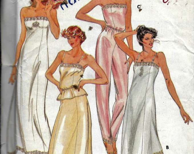 Vintage Butterick 3434 Misses Lingerie Full Slip Floor Length, Camisole ...