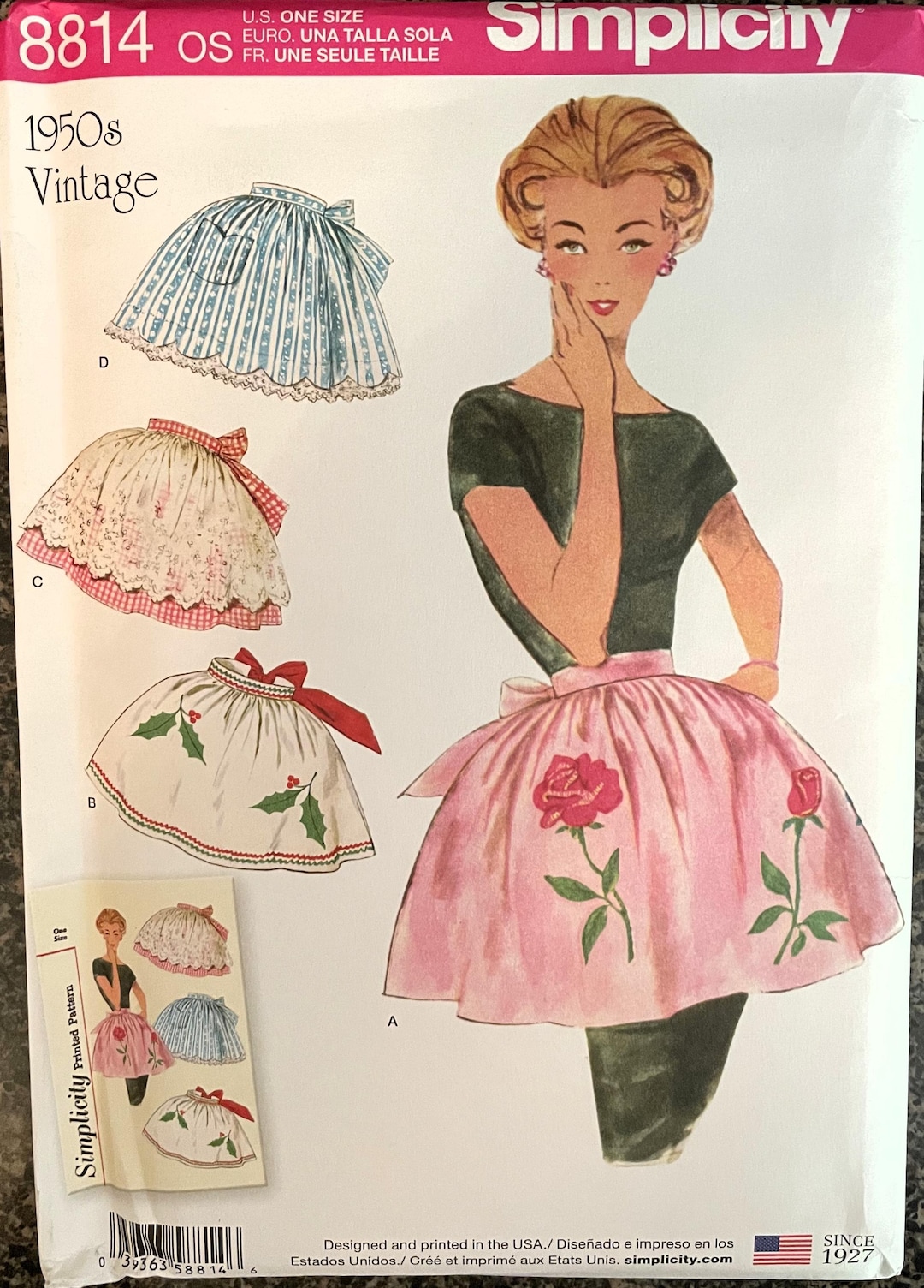 Simplicity 8814 Misses' Vintage 50s Apron Sewing Pattern UNCUT One Size ...