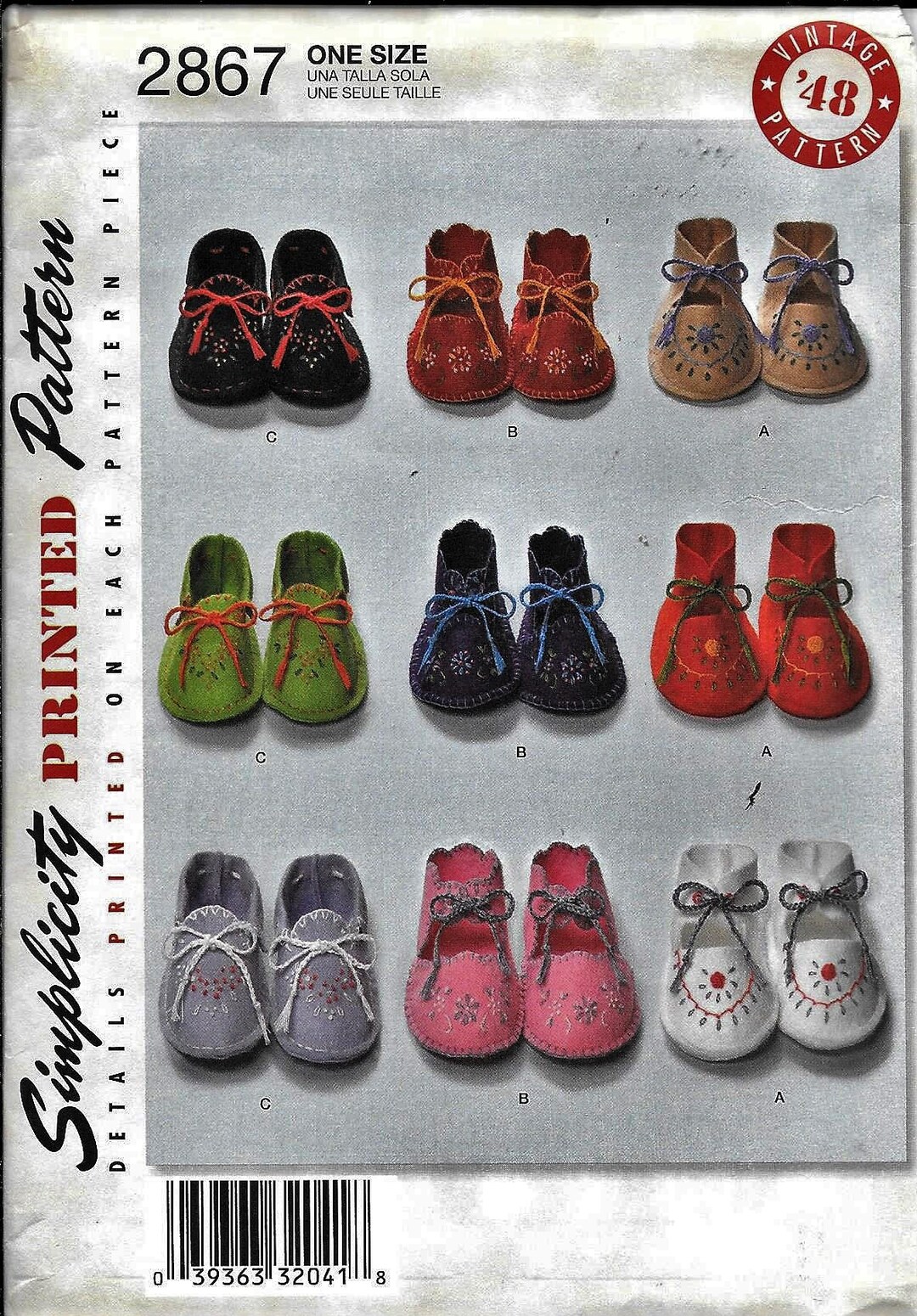 Simplicity 2867 Baby Booties Shoes Slipper Sewing Pattern UNCUT Vintage ...