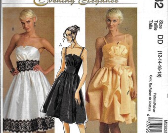 Mccall's 3853 Evening Elegance Boned Top and Skirt Dress Sewing Pattern UNCUT Size 12, 14, 16 ...