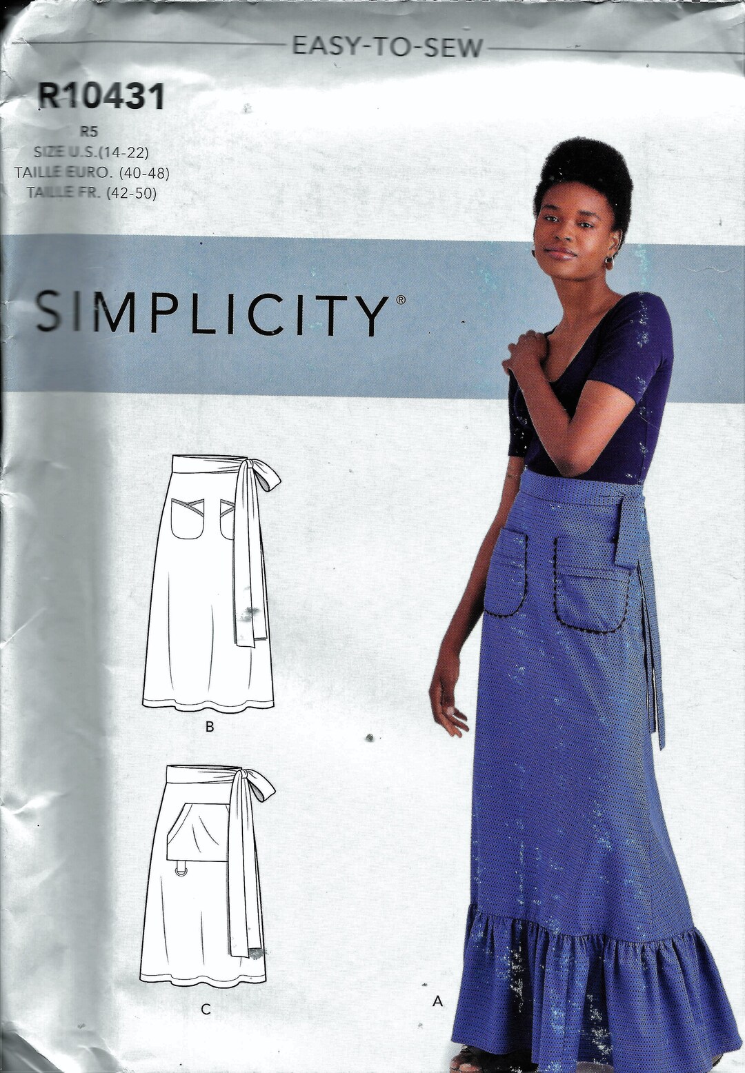 Simplicity R10431 / S9049 Misses Back Wrap Skirt Sewing Pattern 10431 ...