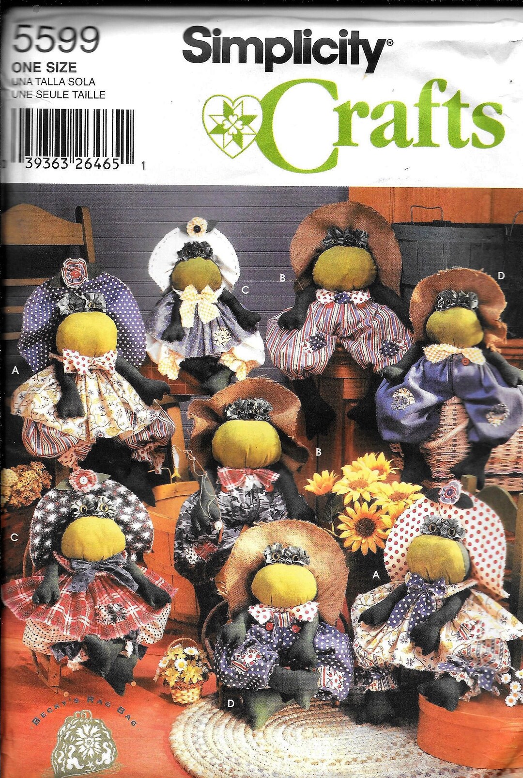 Simplicity Craft 5599 Stuffed Plus Toy FROG Doll and Clothes Sewing ...