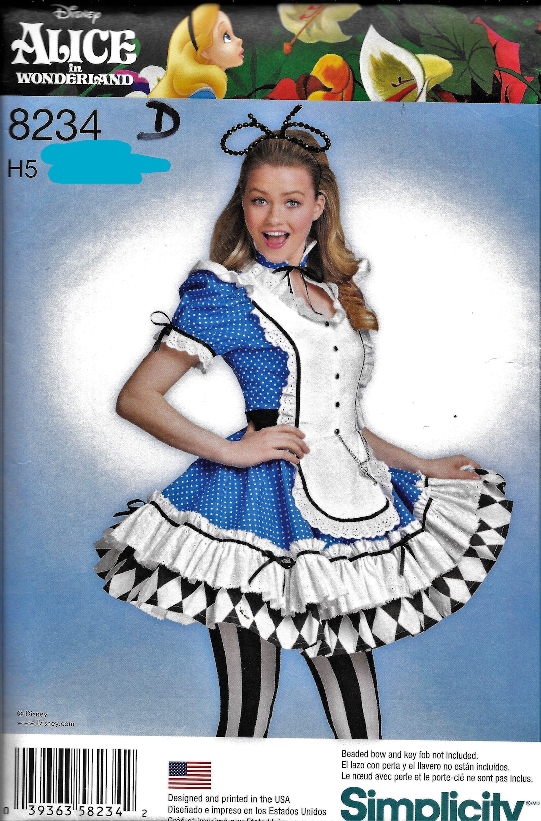 Simplicity 8234 Alice in Wonderland Fitted Dress Costume Sewing Pattern ...
