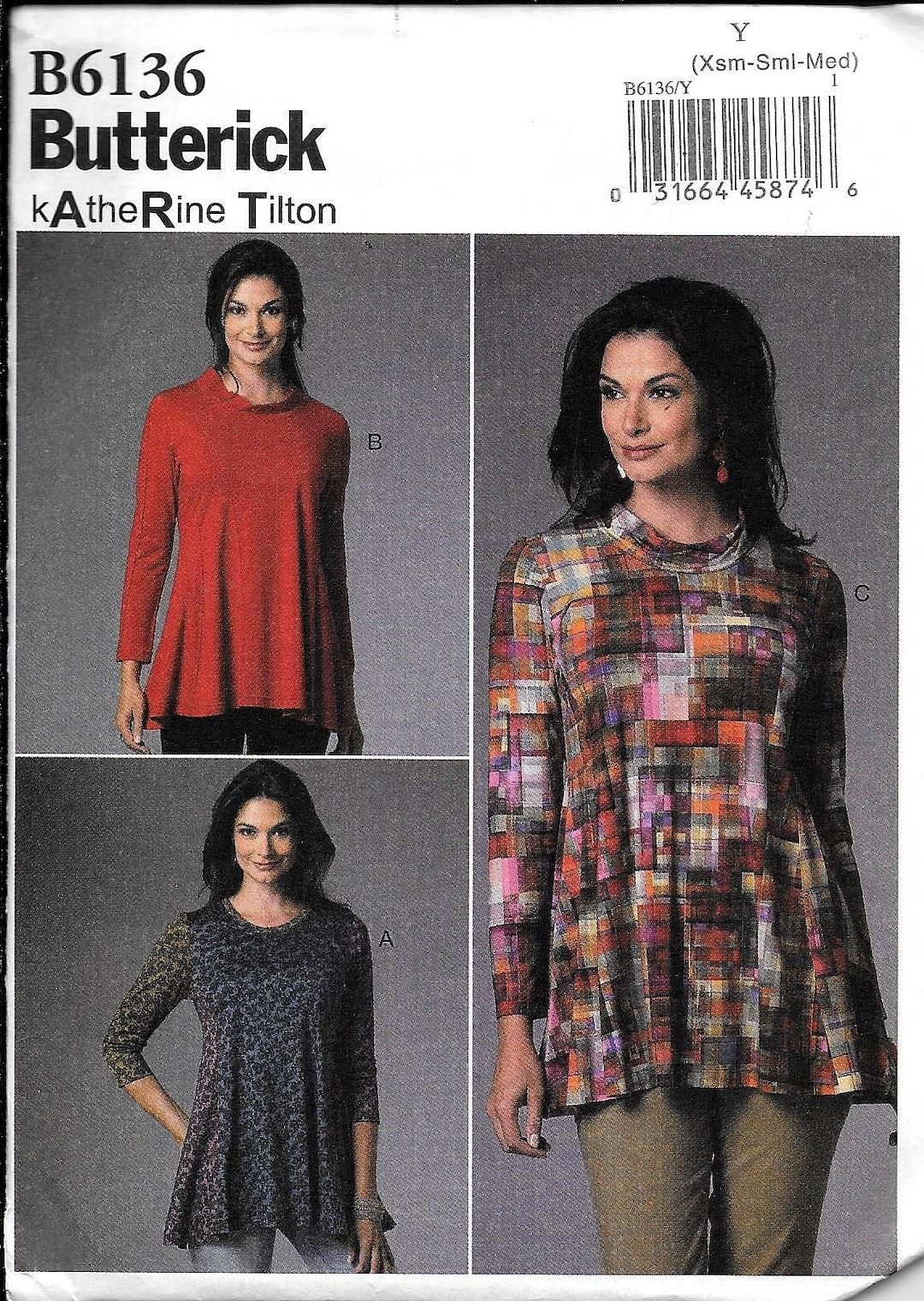 Butterick B6136 Katherine Tilton Pullover Knit Tunics Sewing Pattern ...