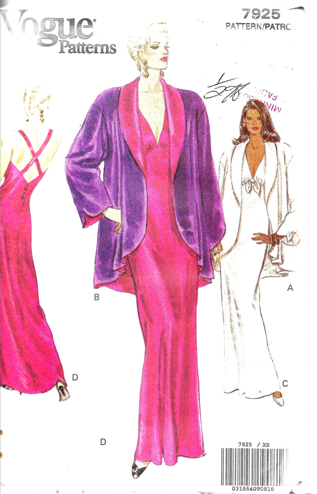 Vogue 7925 Old Hollywood Elegant Nightgown and Smoking Jacket Sewing ...