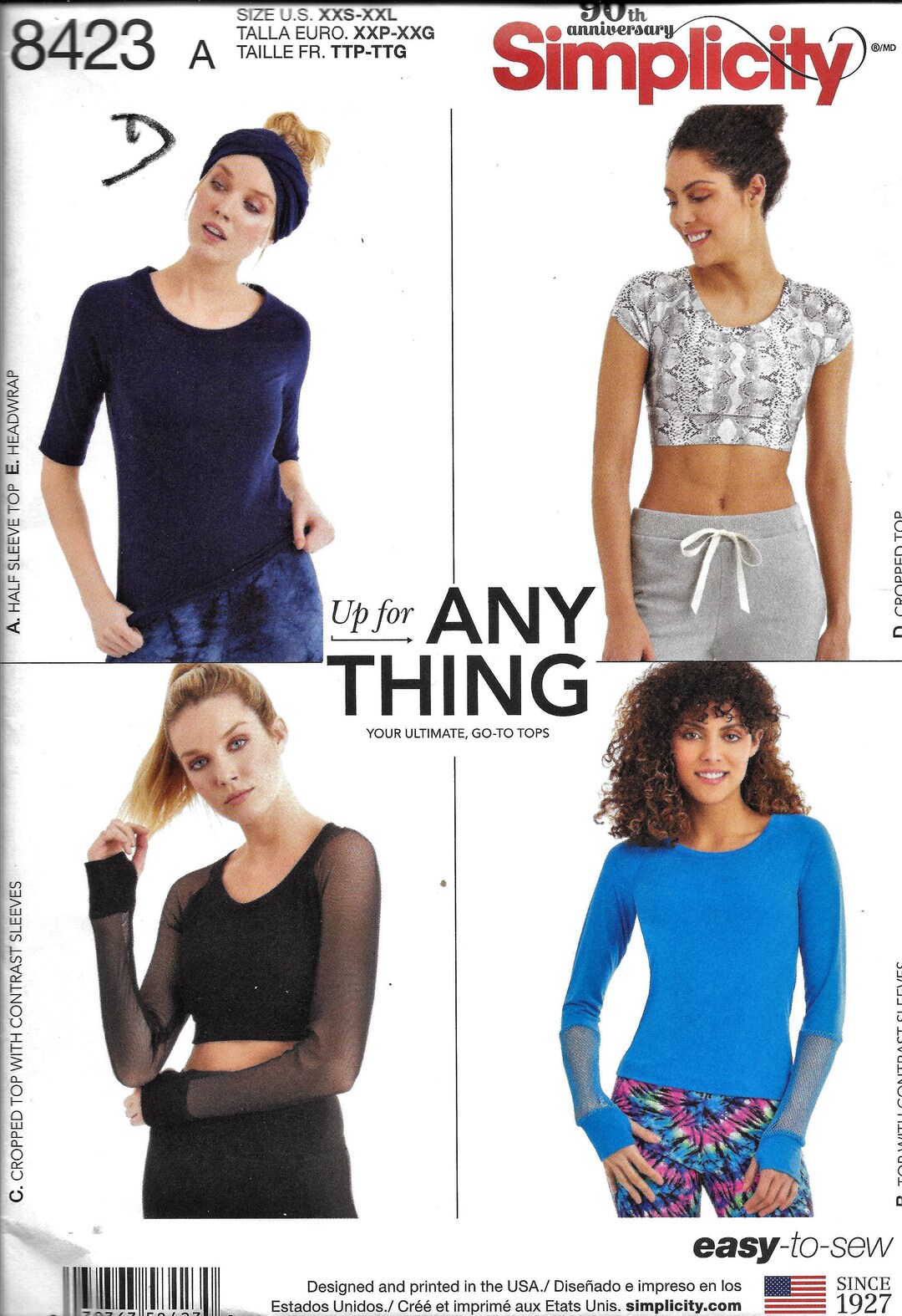 Simplicity 8423/D0743 Athleisure Tops & Turban Style Headwrap Sewing ...