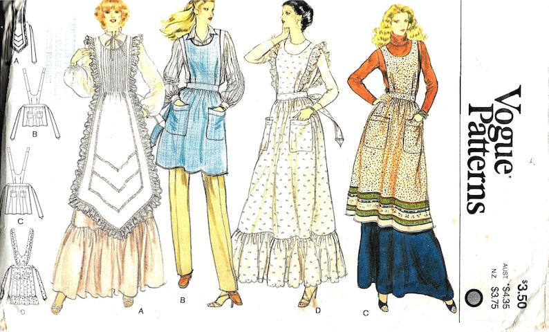 Vintage 1970s Vogue 7256 Full Bib APRON Sewing Pattern Size - Etsy