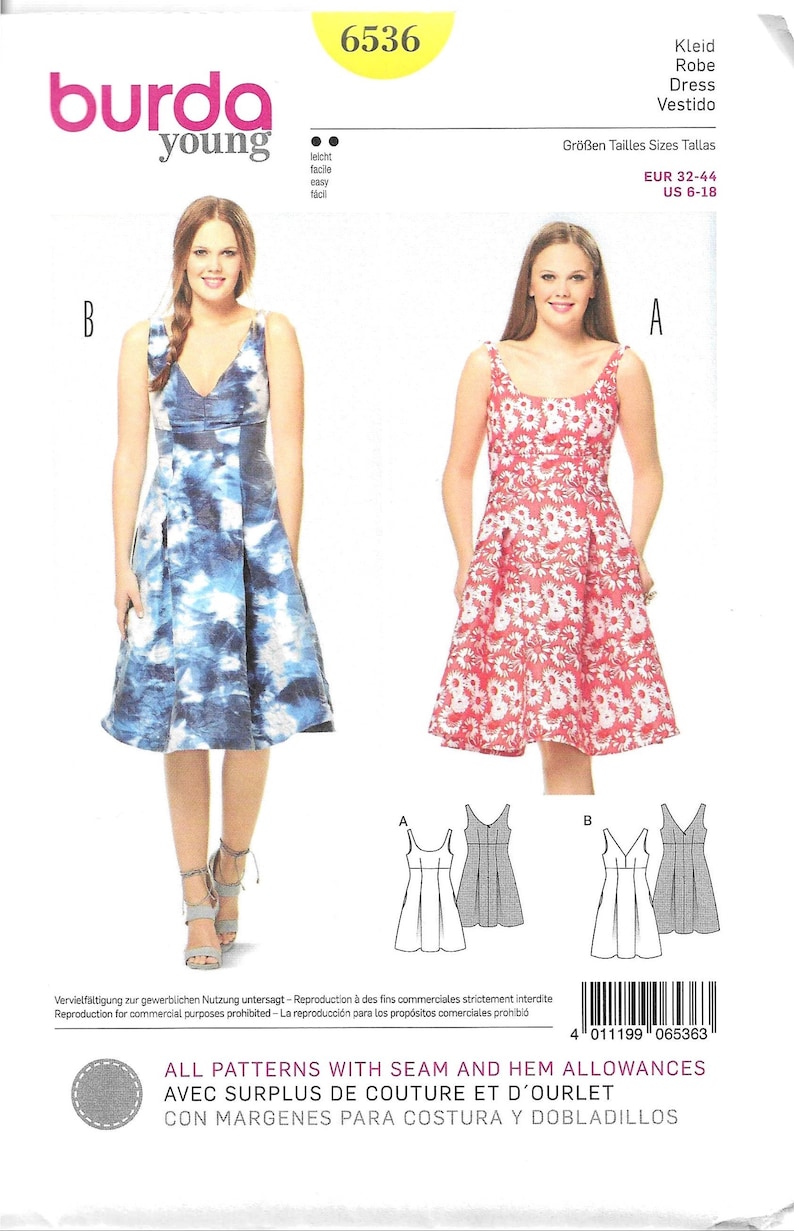 Burda 6536 DRESS Sewing Pattern UNCUT Size 6 8 10 12 14 - Etsy