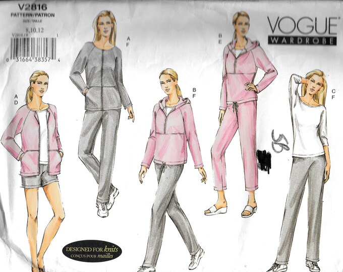 Vogue V2816 Knit Casual Leisure Wardrobe Workout Shorts, Top, Hooded ...