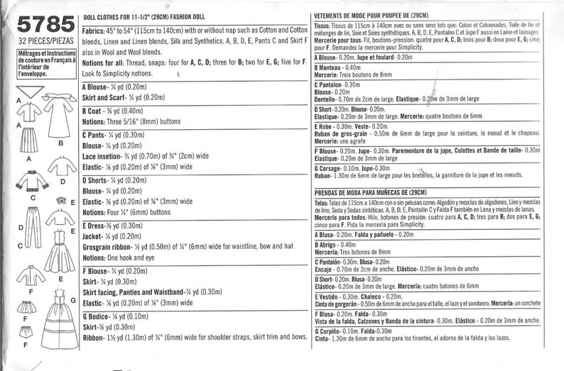 Simplicity 5785 Barbie Doll Clothes Sewing Pattern Vintage - Etsy