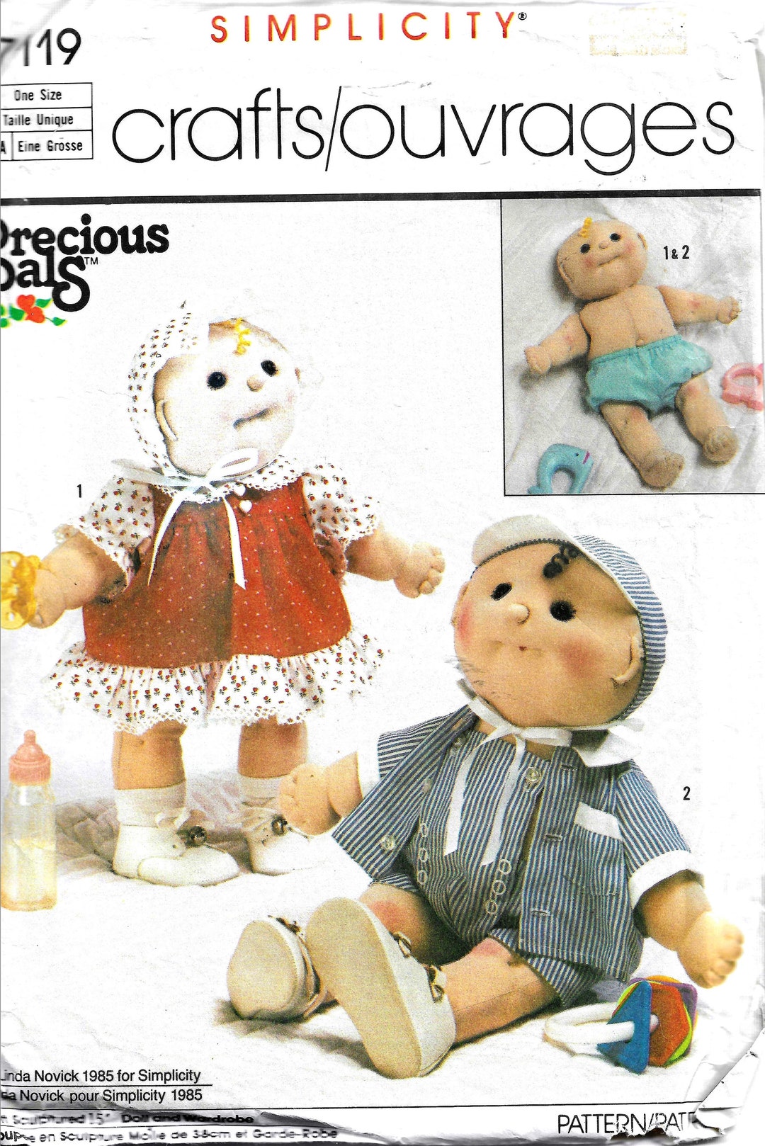 Vintage Simplicity 7119 Precious Pals Doll and Clothes Sewing Pattern ...