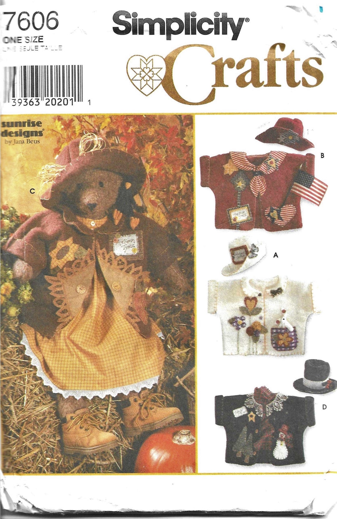 Simplicity 7606 Sunrise Design's Teddy Bear and Clothes Sewing Pattern ...