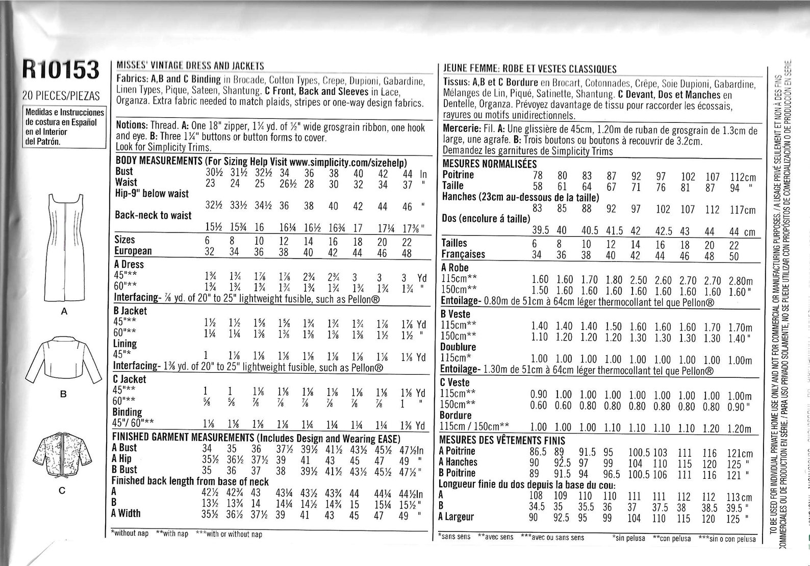 Simplicity R10153 Misses 1950s Vintage Dress and Jacket Sewing - Etsy