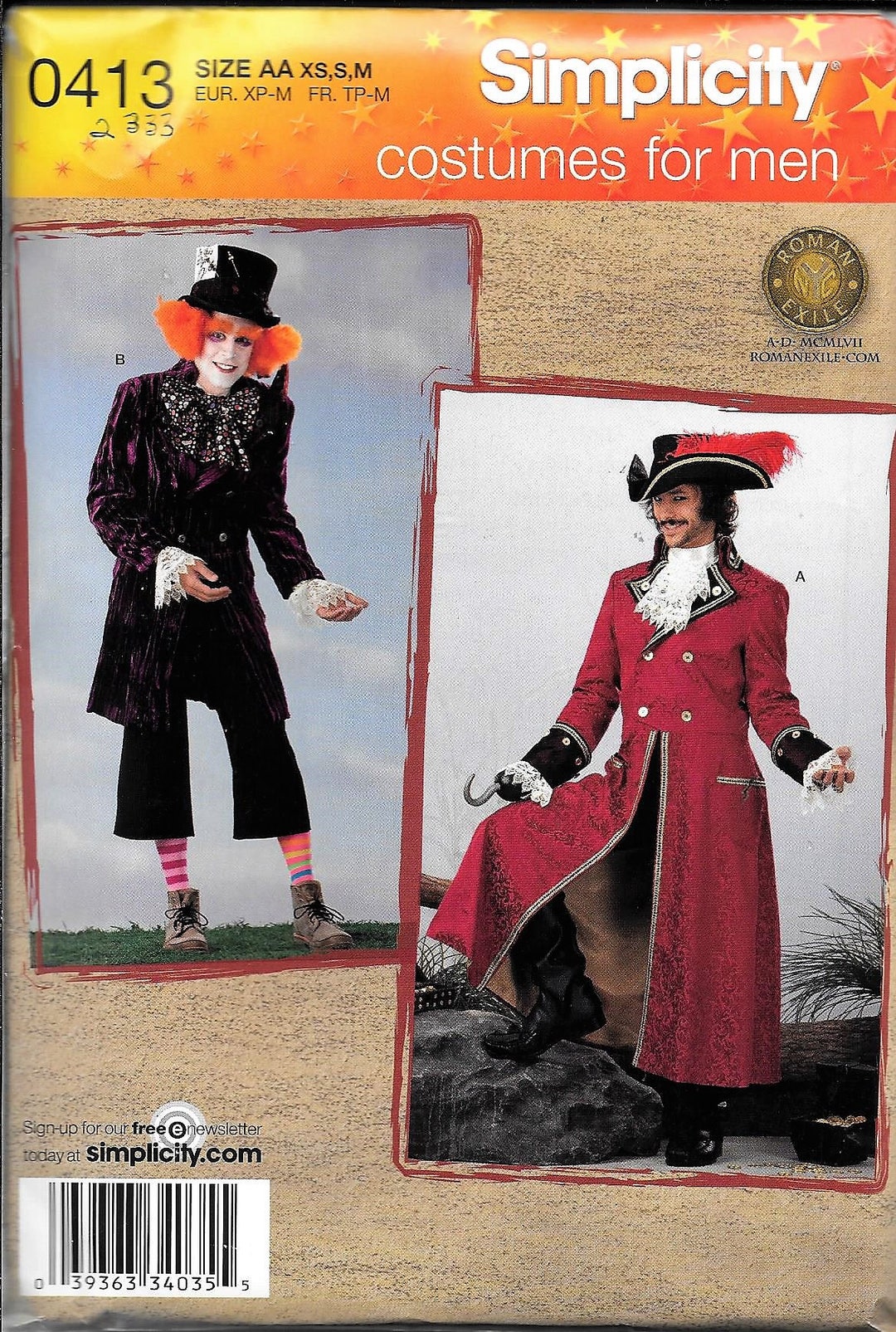 Simplicity Pirate, Mad Hatter Costume Sewing Pattern XS-M - Etsy