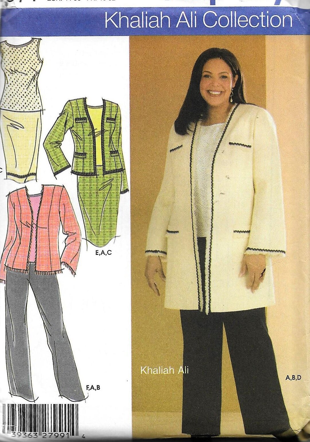 Simplicity 4971 Women's Khaliah Ali Plus Jacket Skirt Pants Top Sewing ...