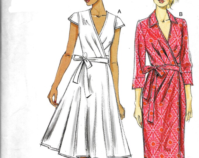 Vogue V8784 Wrap Dress Sewing Pattern 8784 UNCUT Size 6, 8, 10, 12, 14 ...
