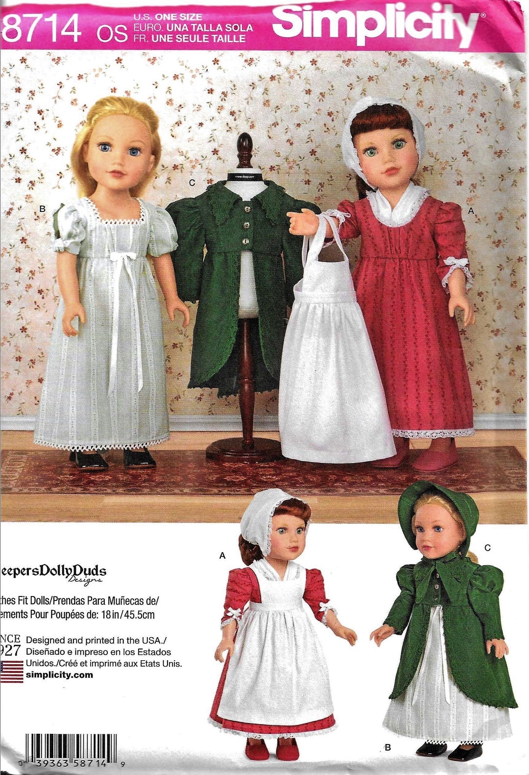 Simplicity 8714 Keepers Dolly Duds Designs 18 Doll Clothes Sewing Pattern UNCUT - Etsy