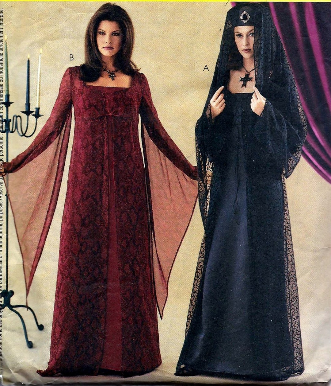Mccall's 3372 Medieval Gothic Dress Costume Sew Pattern Size 6, 8, 10 ...