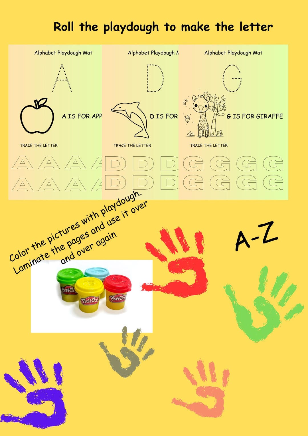 26 Alphabet Playdough Mats A-Z Printable | Letter Tracing & Dough ...