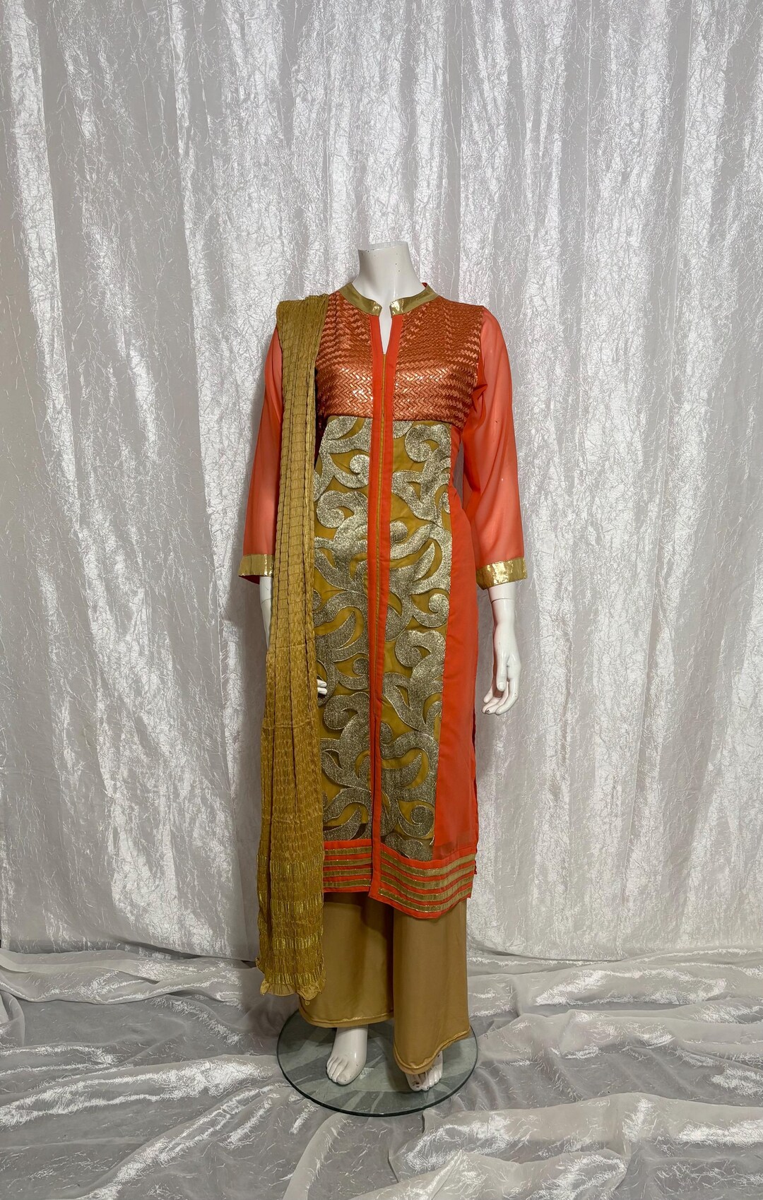 Gold Embroidered Plazo Suit | Indian Wedding Outfit, Diwali Wear - Etsy