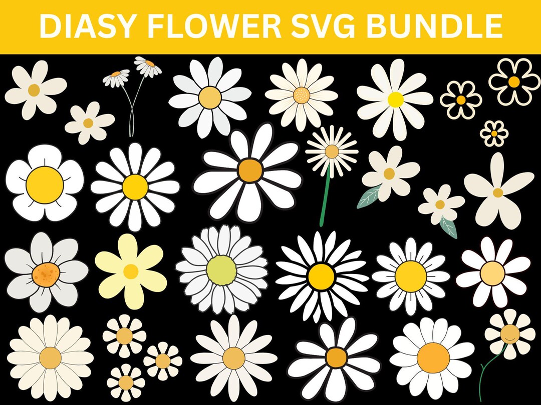 Daisy Svg Bundle,daisy Flower Svg, Flower Svg,flower Clipart,simple ...