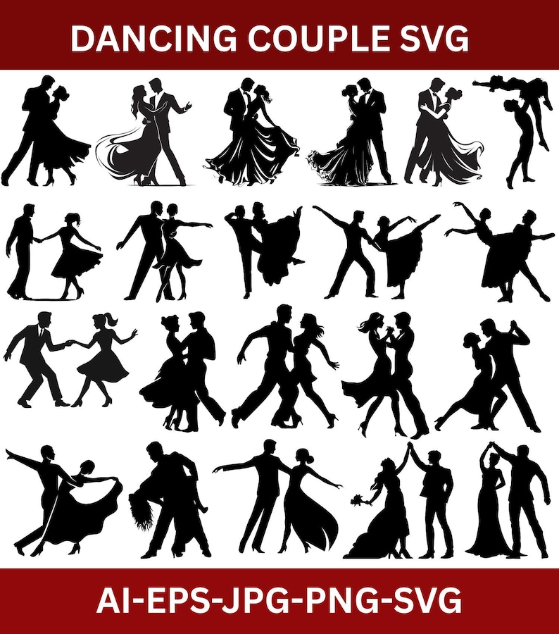 Couple Dancing Silhouette SVG Cut Files for Cricut (digital Download ...