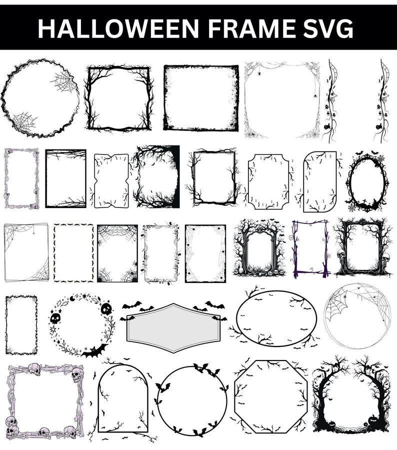 Halloween Frame SVG Bundle: Spooky Ghost Mirror Frames (digital ...