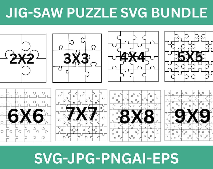 Puzzle Template SVG Bundle: 20 Designs, Cutting Files (digital Download ...