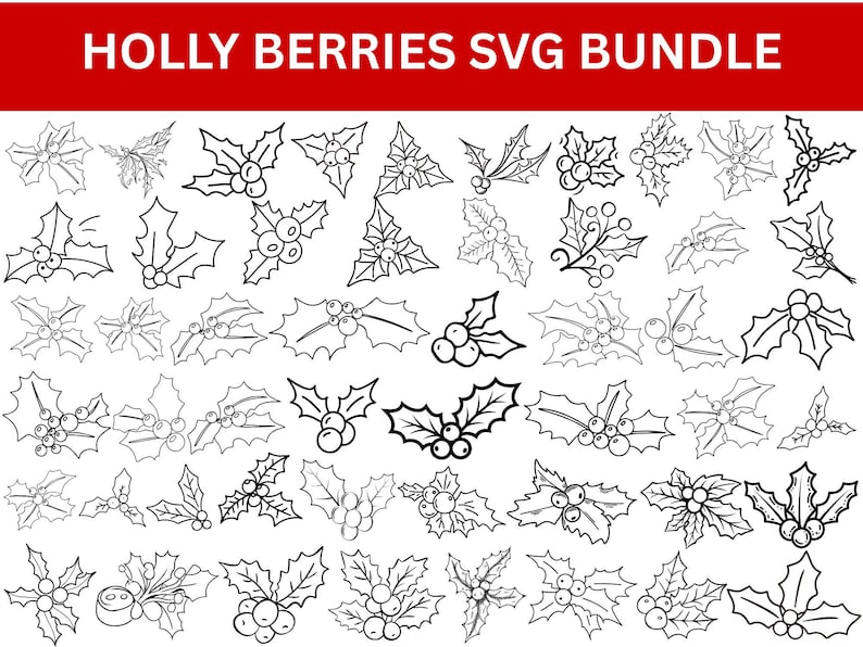 Holly SVG Bundle, Christmas Plant, Cricut, Silhouette (digital Download ...