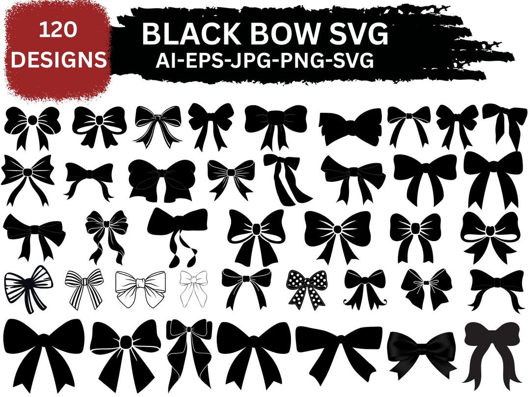 120 Black Bow SVG Bundle,tie Svg, Ricut Cut Files,instant Download - Etsy