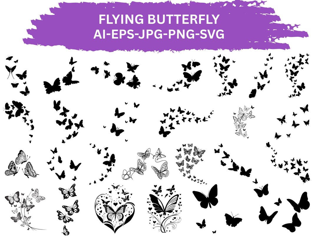 Butterfly SVG Bundle, Flying Insect Clipart, Cricut Cut Files (instant ...