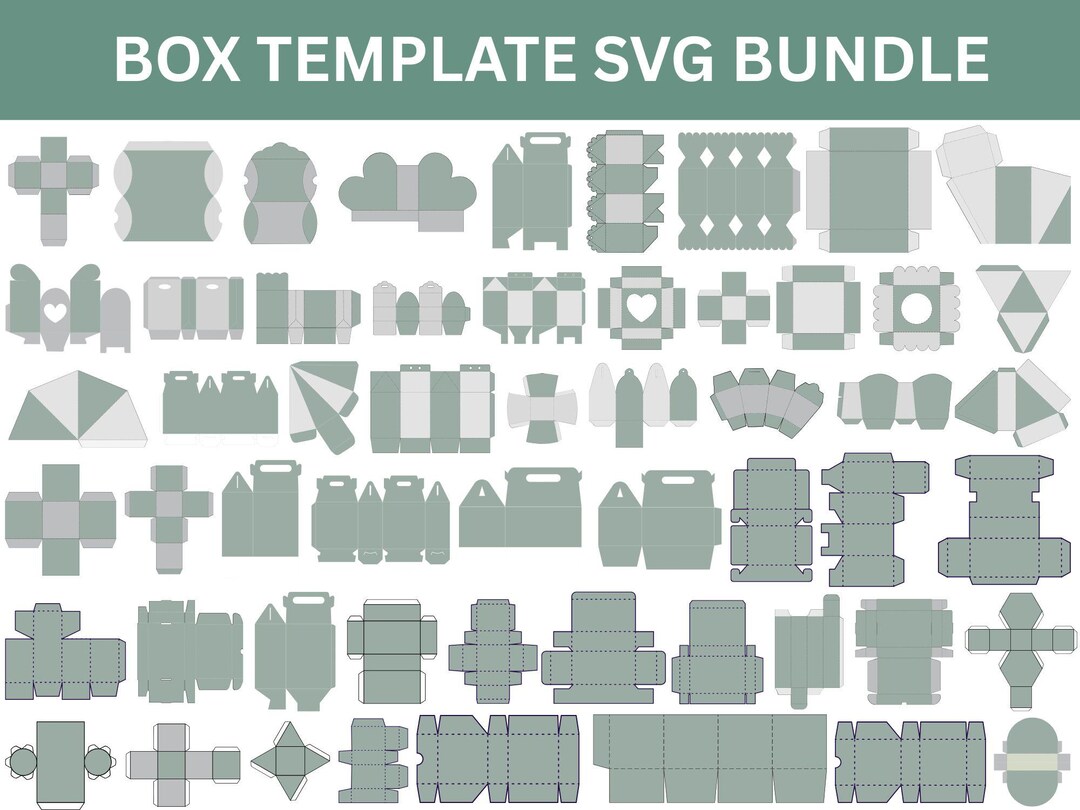 Box Template SVG Bundle: 50+ DIY Paper Craft Gift Boxes, Favor Gift ...