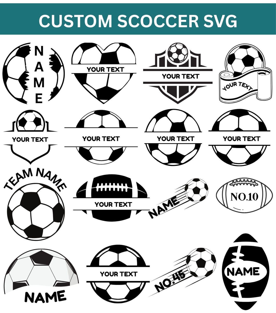 Custom Soccer SVG Bundle: Ball Monogram, Team Shirts (digital Download ...