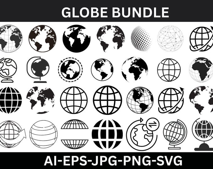 Globus-Svg-Bundle, Globus-Svg, Erde-Svg, Schnee-Globus-Svg, Welt-Svg ...
