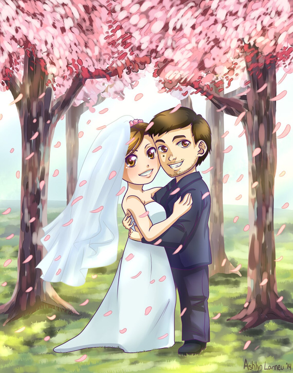 CUSTOM Chibi Couple With Detailed Background Wedding | Etsy