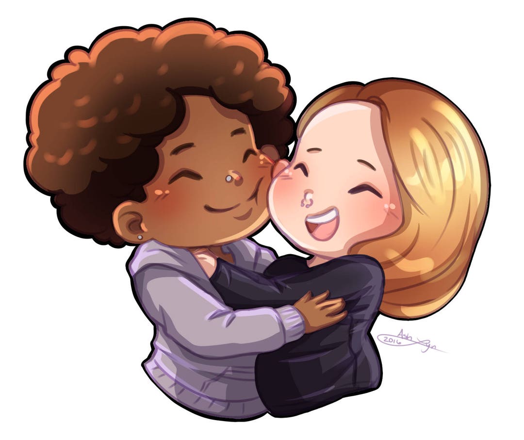 Chibi Couple Hugging Template