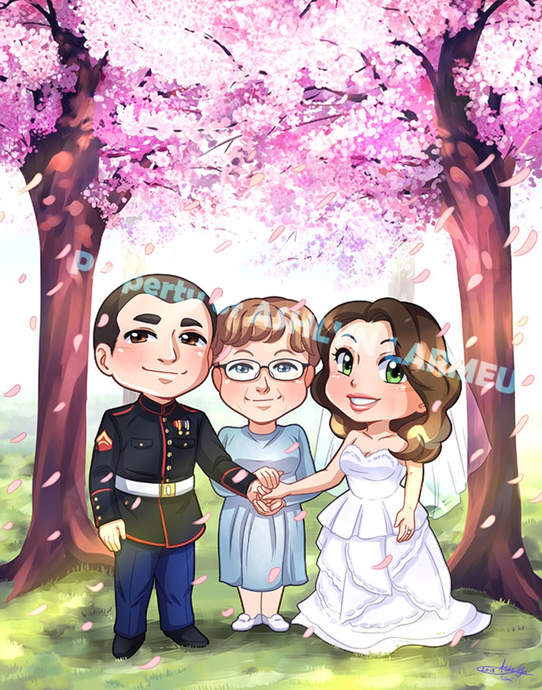 CUSTOM Chibi Couple With Detailed Background Wedding Anniversary ...