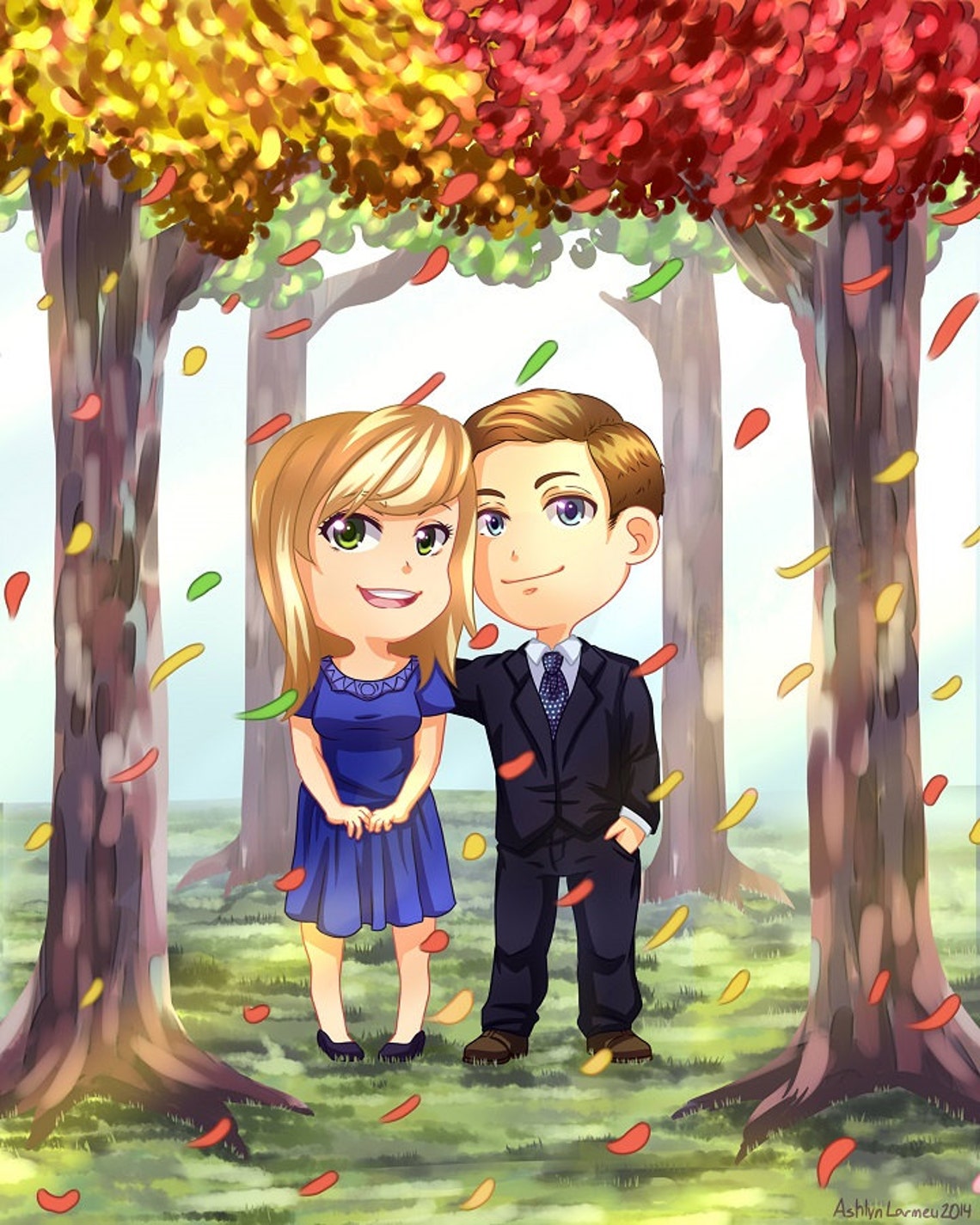 CUSTOM Chibi Couple With Detailed Background Wedding - Etsy