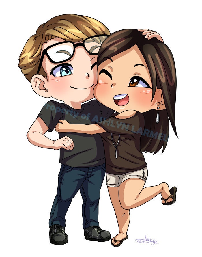Chibi Anime Couple Hugging Drawing