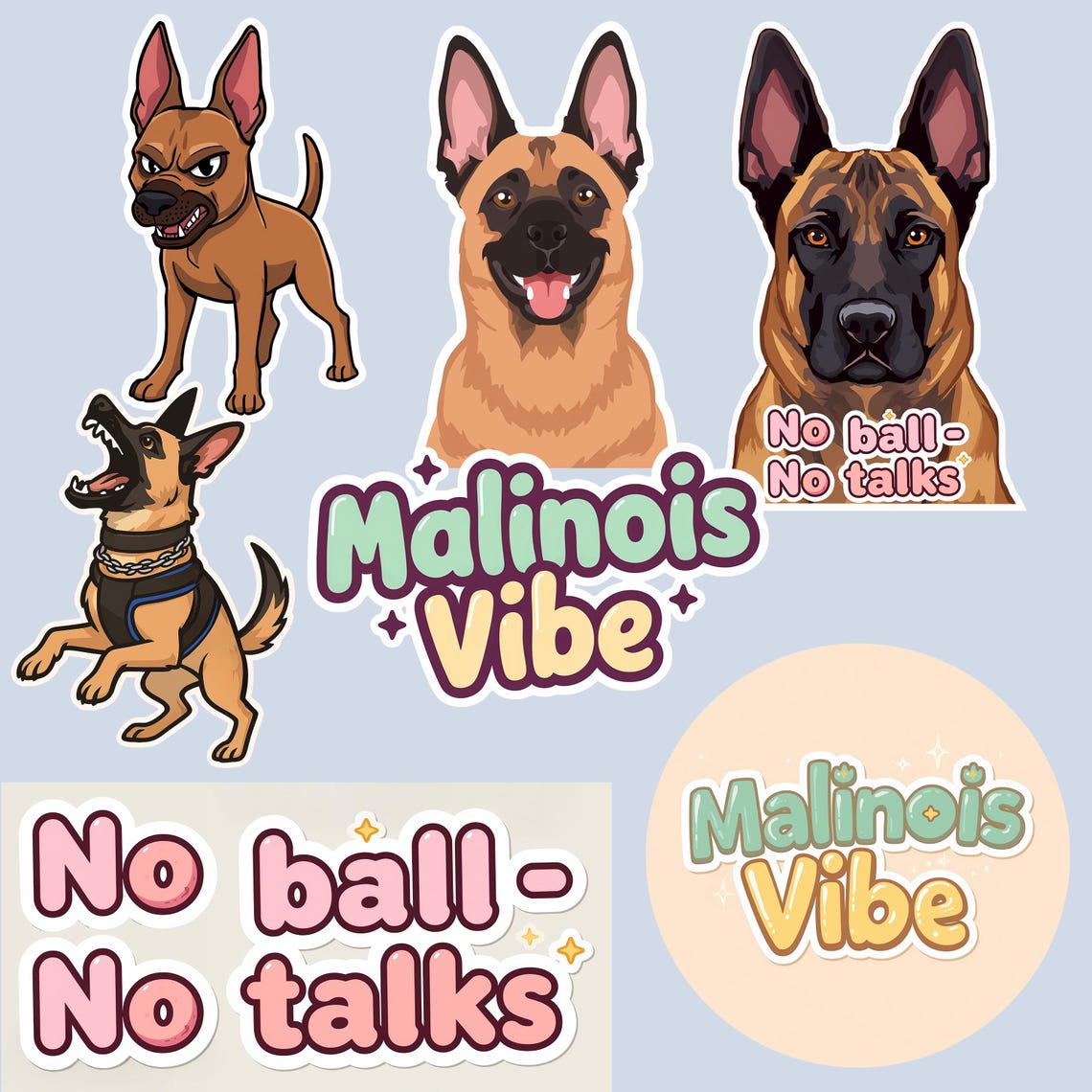 Belgian Malinois Digital Sticker Pack | Funny IGP Dog Stickers PNG ...