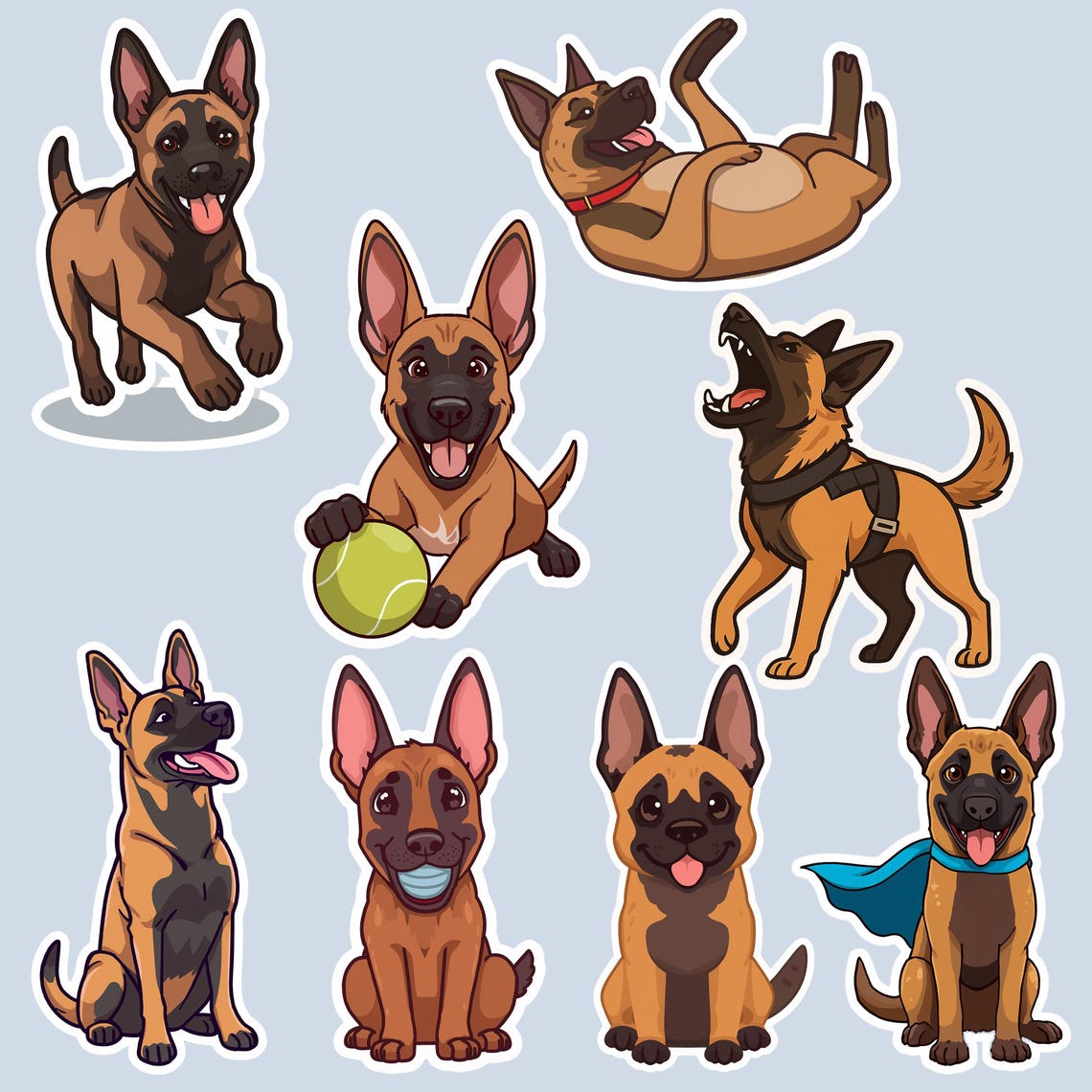 Belgian Malinois Digital Sticker Pack | Funny IGP Dog Stickers PNG ...