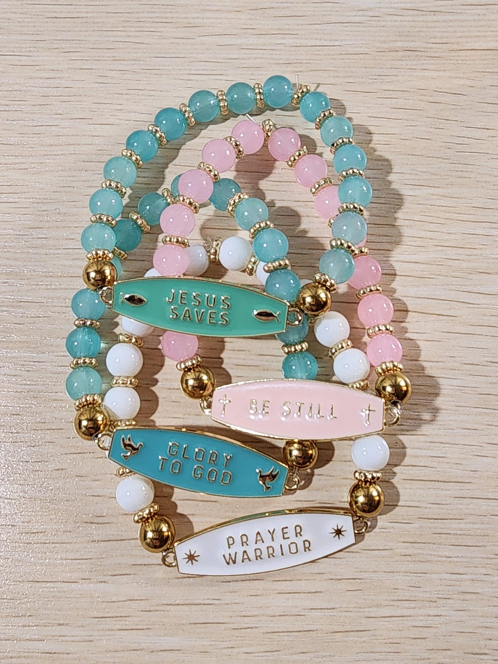 Faith-filled Beaded Bracelets – Jesus Saves | Prayer Warrior | Glory to ...