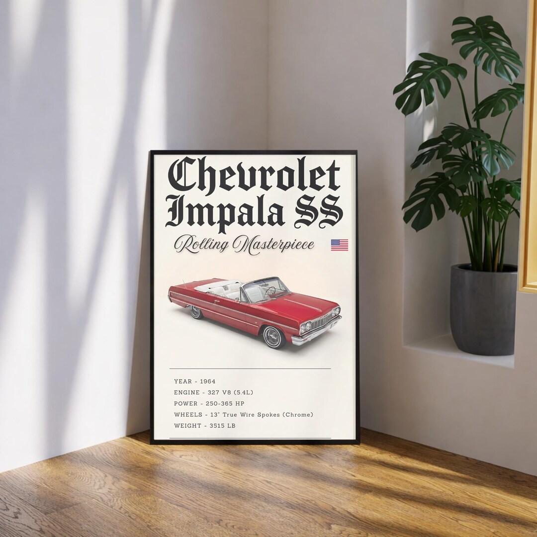 1964 Chevy Impala Lowrider Poster | Candy Red SS Wall Art | Classic 64 ...