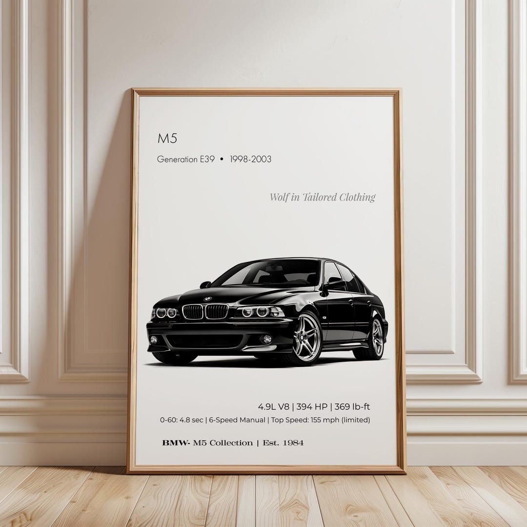 BMW E39 Poster | M5 Wall Art | BMW Gifts for Him | German Car Print - Etsy