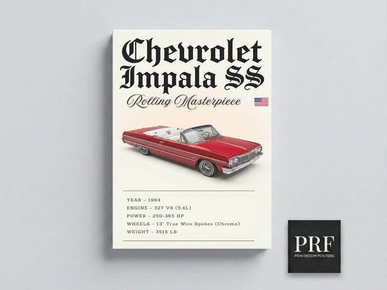 1964 Chevy Impala Lowrider Poster | Candy Red SS Wall Art | Classic 64 ...