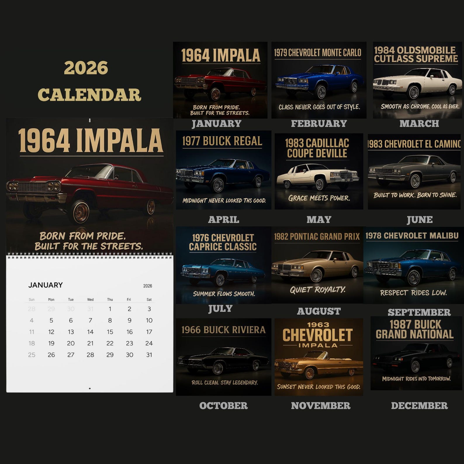 Lowrider Legends 2026 Wall Calendar | Chicano Art | Classic Car ...