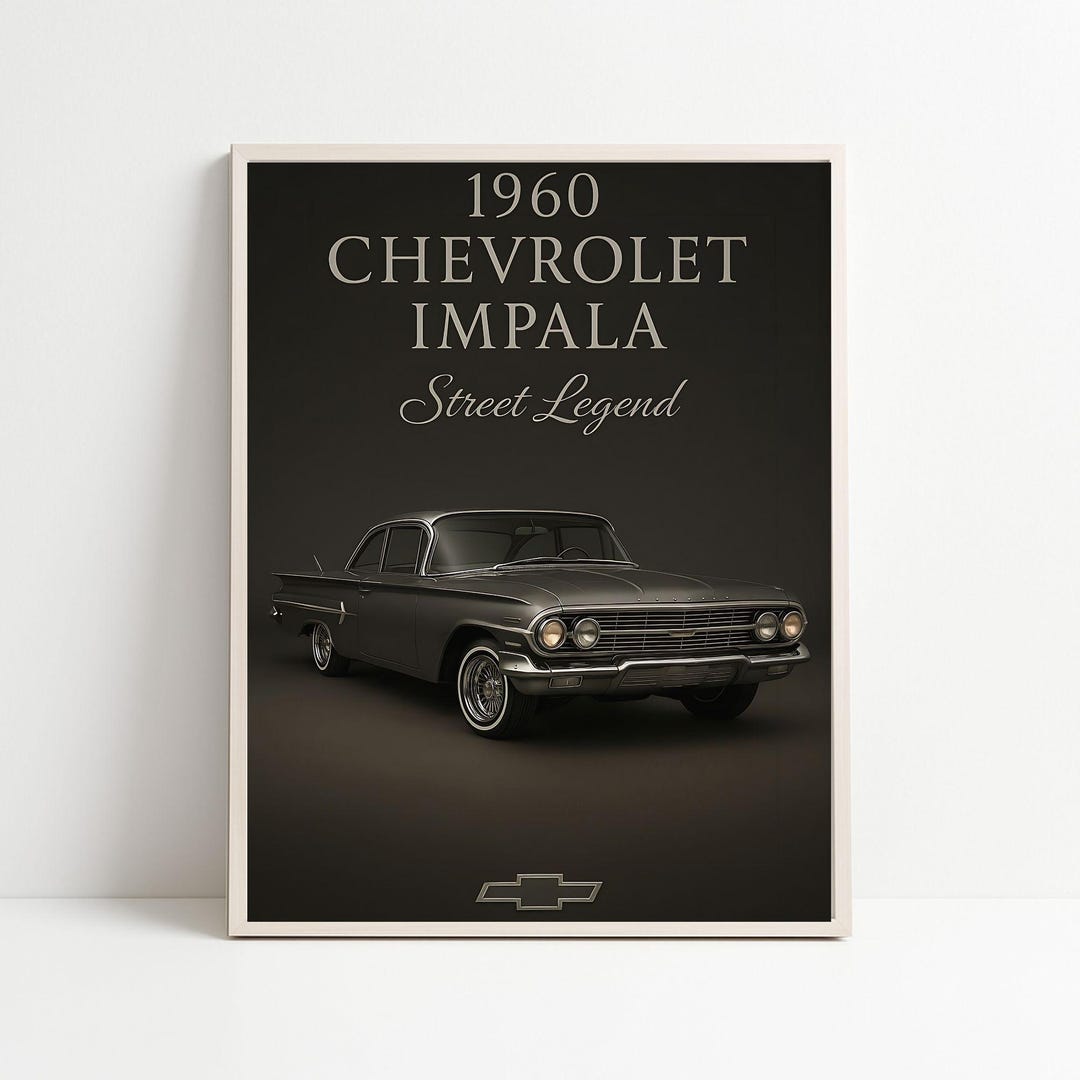 1960 Chevrolet Impala Poster | Lowrider Car Wall Art Print | Retro ...