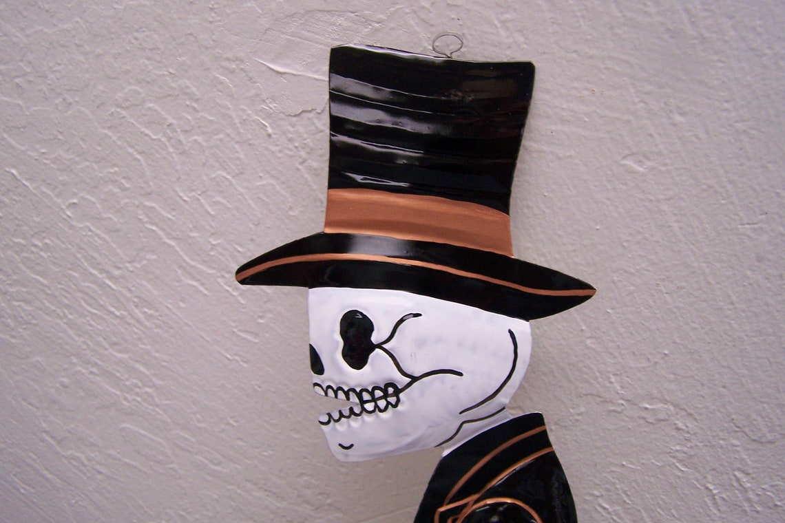 Tin Day of the Dead Large Catrin Dapper Skeleton Man in Top - Etsy